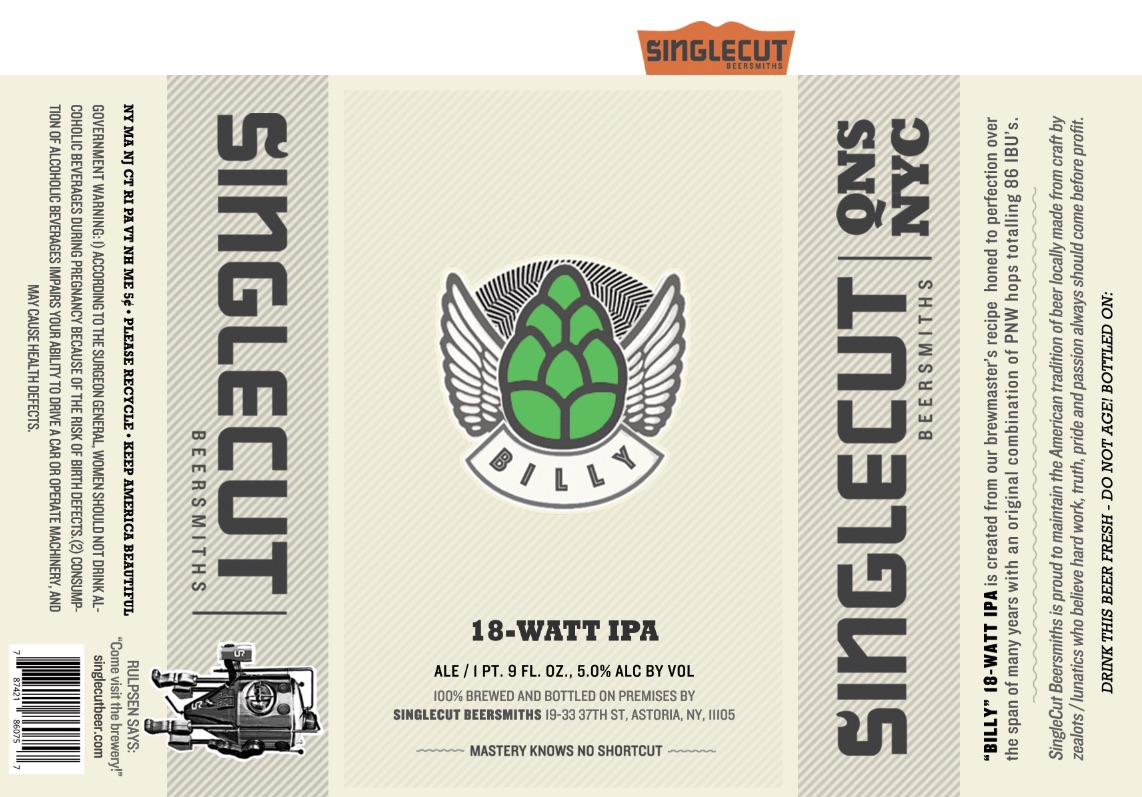Singlecut Beersmiths 18-Watt IPA - Beer Street Journal