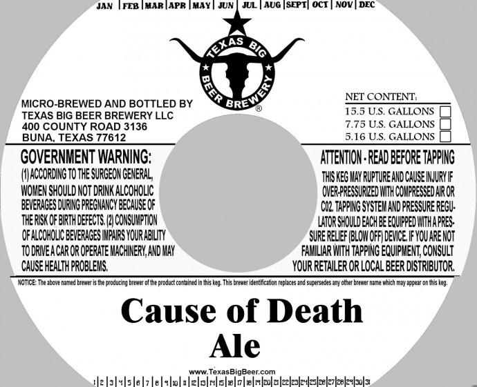 Texas Big Beer Brewery Cause Of Death Ale - Beer Street Journal
